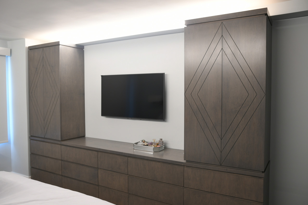 Custom - Entertainment Center with Groove Diamond Design Doors | Gothic ...