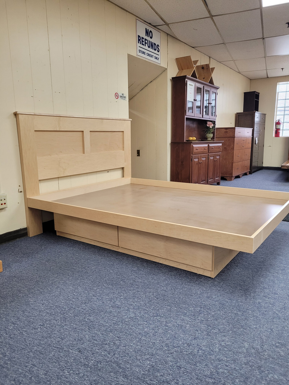 Queen Platform Bed and Headboard - FLOOR MODEL