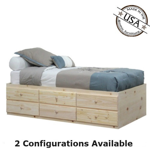 Twin Storage Bed Pine Wood Gothic Furniture