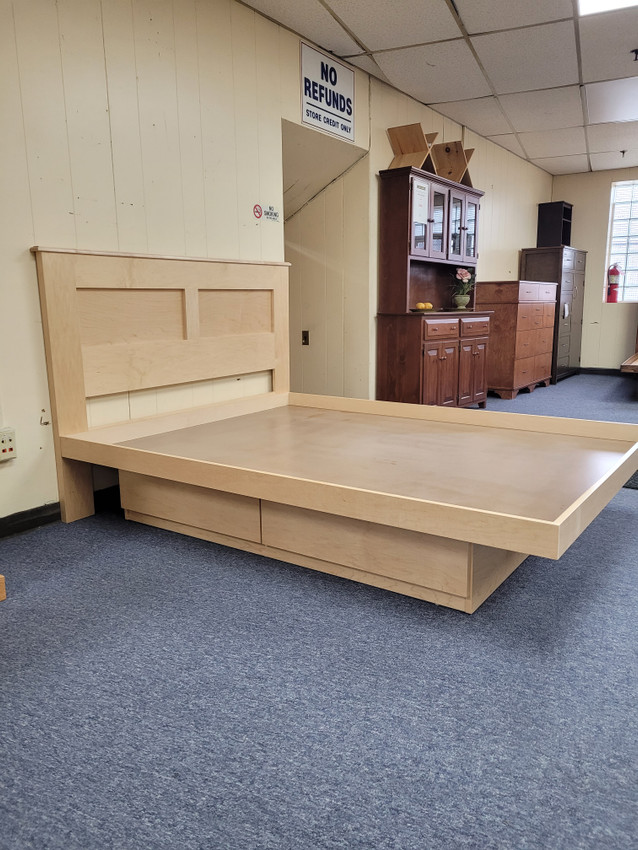 Queen Platform Bed and Headboard - FLOOR MODEL