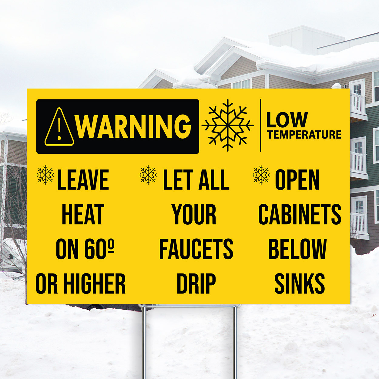 Freeze Warning Yellow 12x18 Coroplast Sign