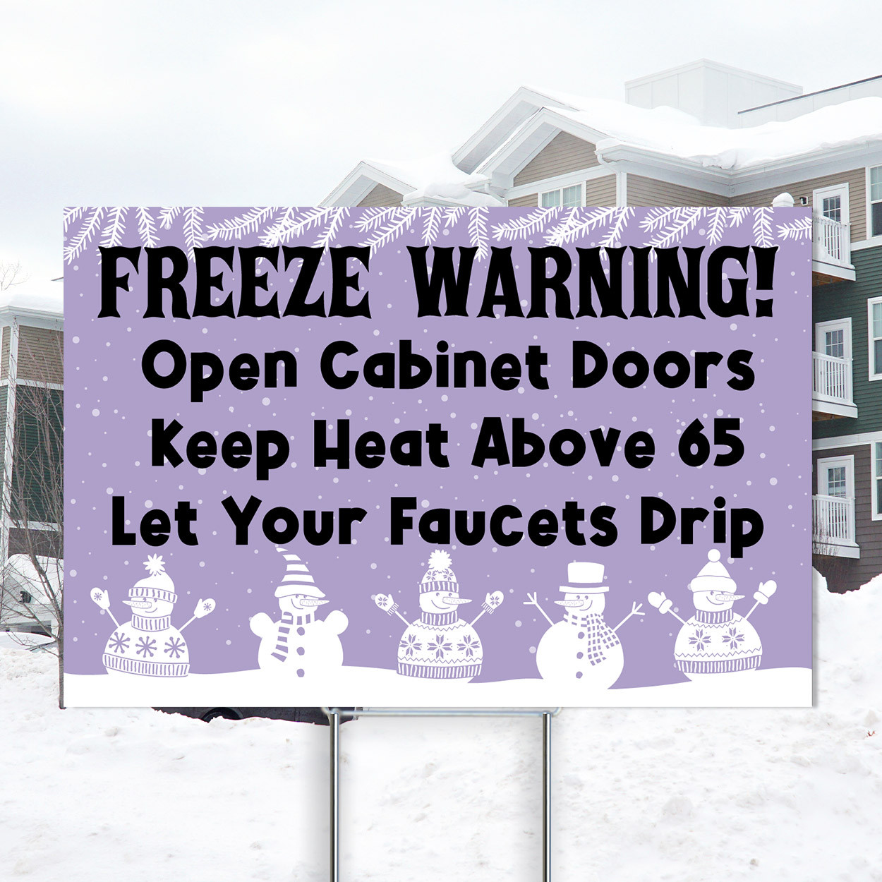 Freeze Warning Purple 12x18 Coroplast Sign