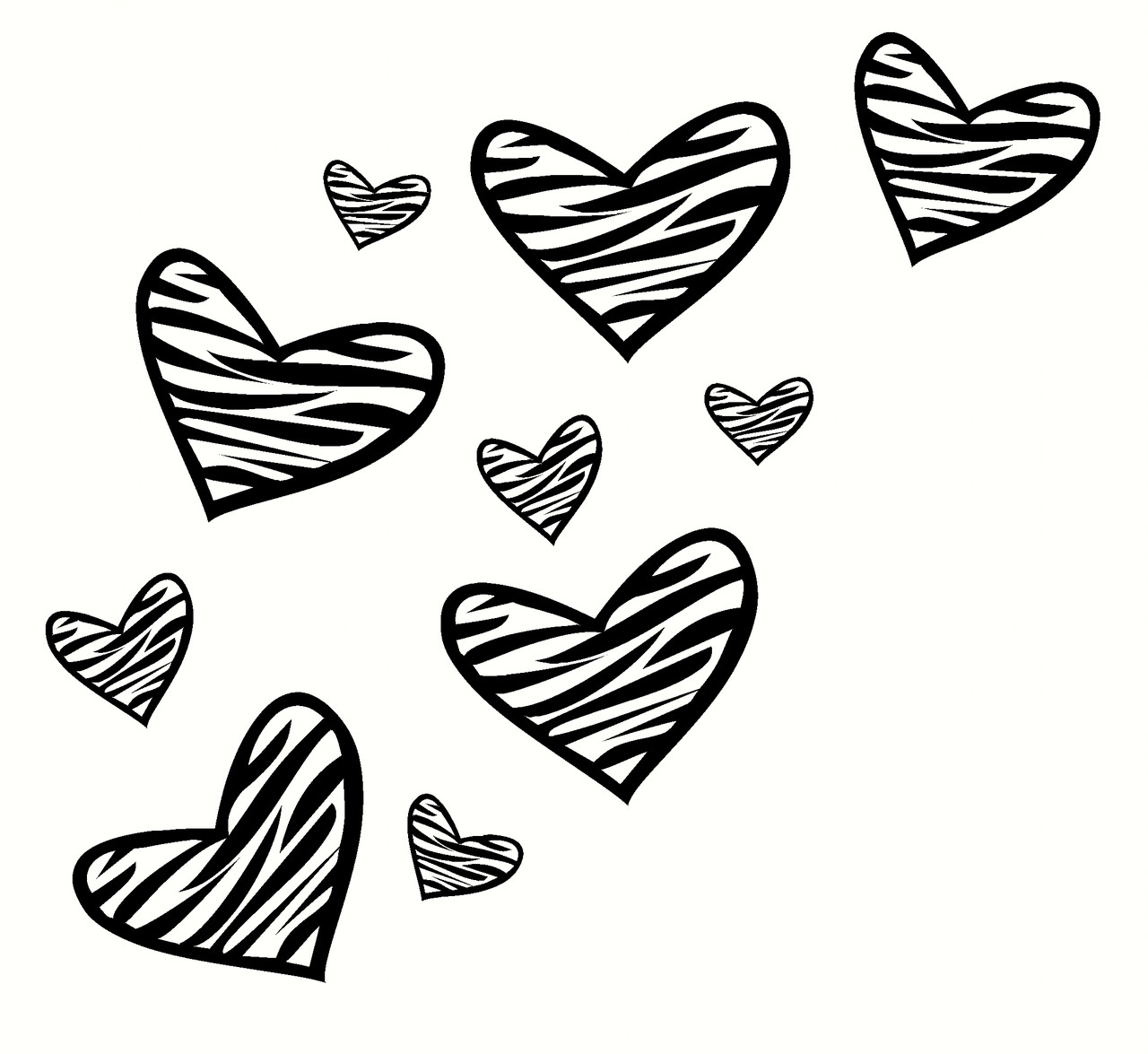 Zebra-Print Heart Wall Decor Vinyl Decal Stickers, 10pc