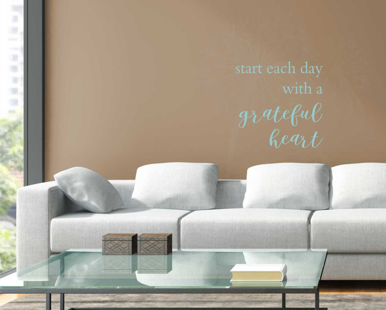 Start Each Day with a Grateful Heart Vinyl Sticker Wall Decal Quote