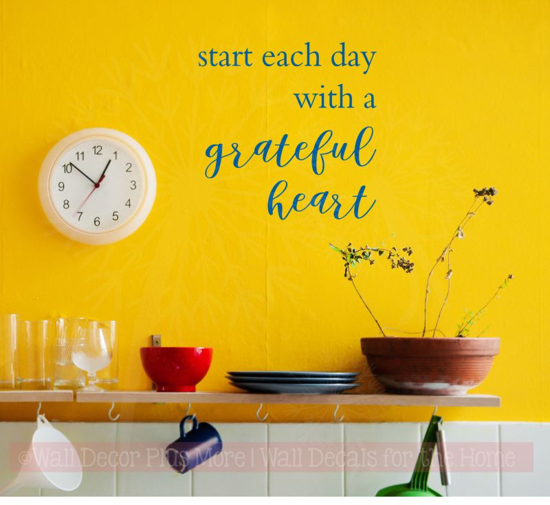 Start Each Day with a Grateful Heart Vinyl Sticker Wall Decal Quote