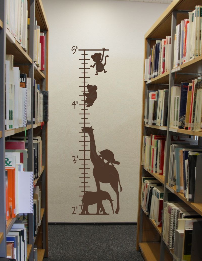 Zoo Animals Wall Growth Chart Ruler Decal Sticker Measure Track Height