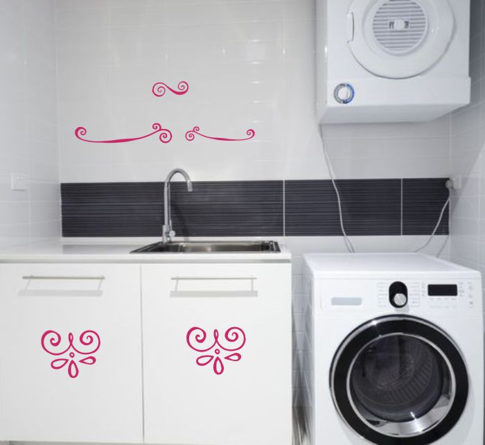 Curly Doodle Swirls Wall Art Stickers Vinyl Decals for Home Decor 5pc