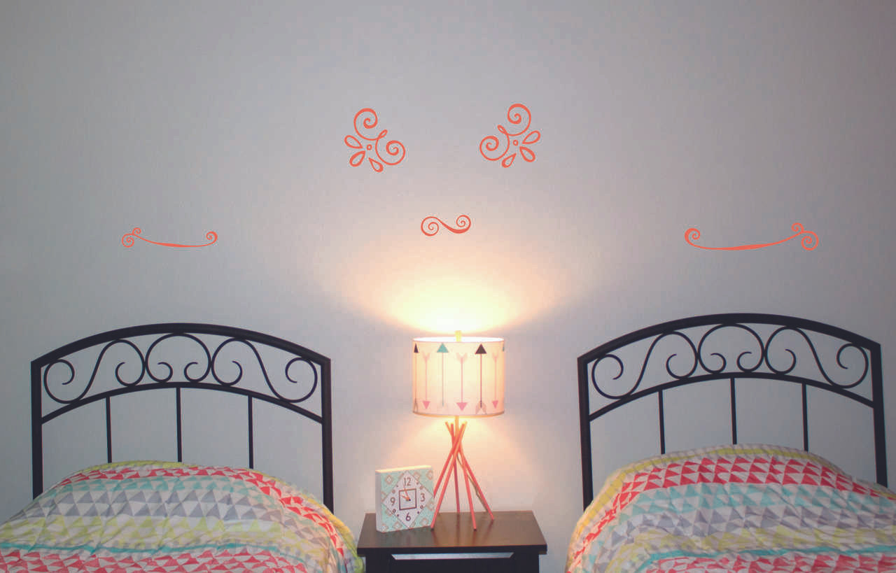 Curly Doodle Swirls Wall Art Stickers Vinyl Decals for Home Decor 5pc