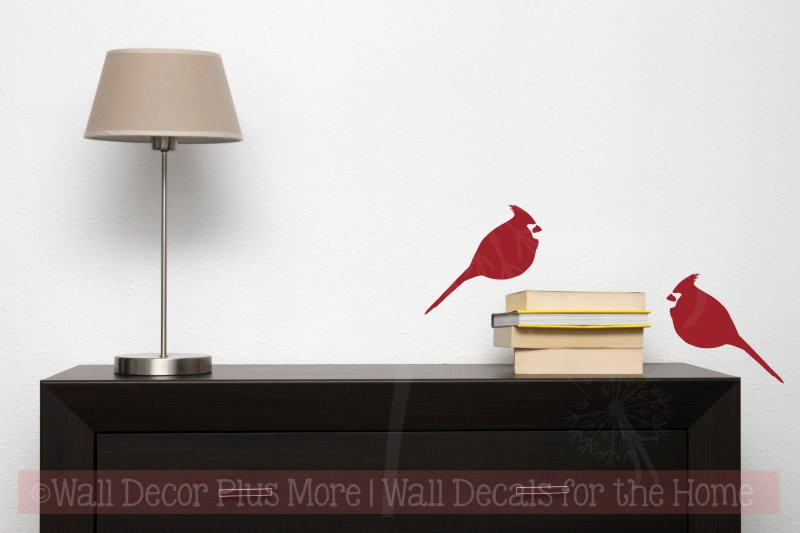 Cardinal Set of 2 Bird Wall Decals Vinyl Art Christmas Home Decor