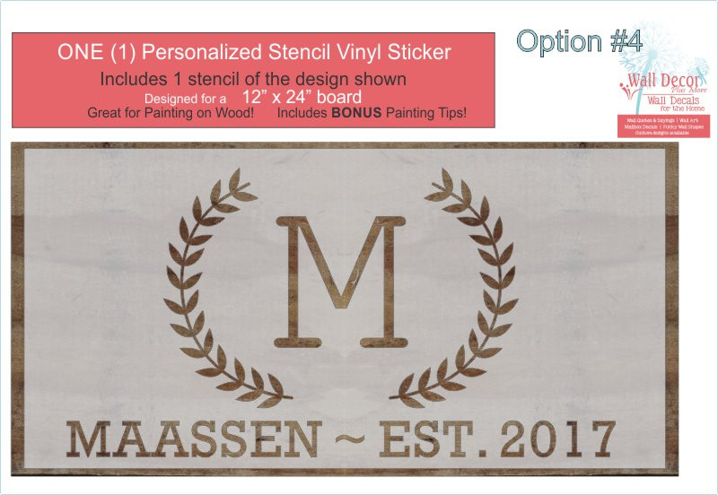 Stencil Sticker Decals for 12x24 for Board Wood Signs, 1 Personalized ...