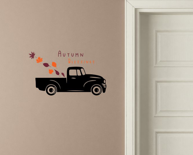 Fall Vinyl Art Stickers Autumn Blessings Leaves Truck Wall Decals