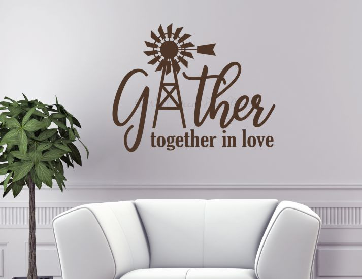 Gather Windmill Wall Art Stickers Vinyl Decals for Modern Farmhouse Decor