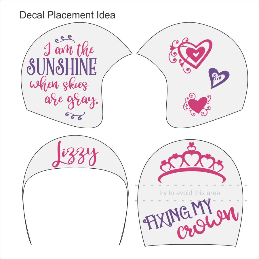 Cranial Helmet Band Decal Sticker Accessories Girls Name Princess Crown ...