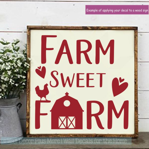 Farmhouse Kitchen Decor Farm Sweet Farm Vinyl Art Wall Decal Stickers