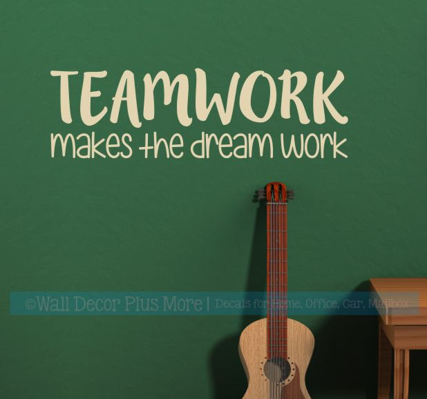 Classroom School Wall Art Decal Teamwork Quote Dream Work Vinyl Sticker