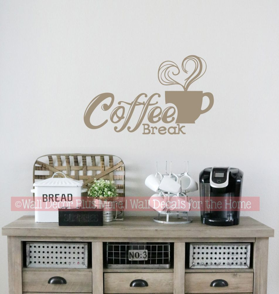 Kitchen Wall Decal Coffee Break Sticker Quotes Office Decor Art