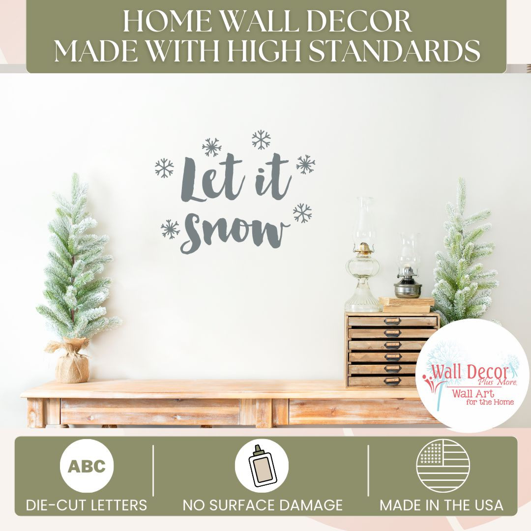 Winter Wall Decals Let It Snow Snowflakes Home Decor Sticker Holidays