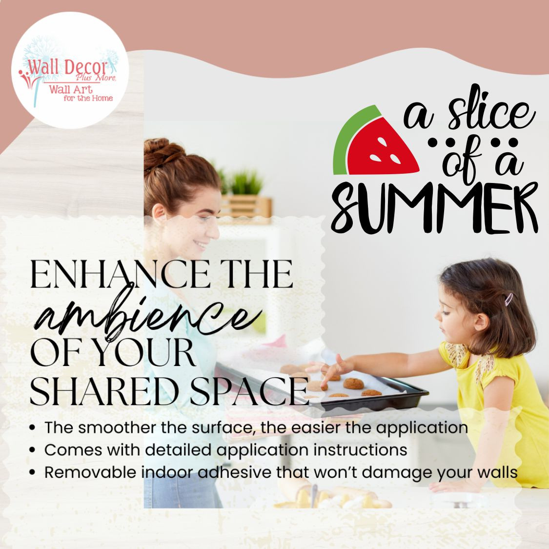 A Slice of Summer Quote Watermelon Vinyl Wall Art Decor Sticker Decal