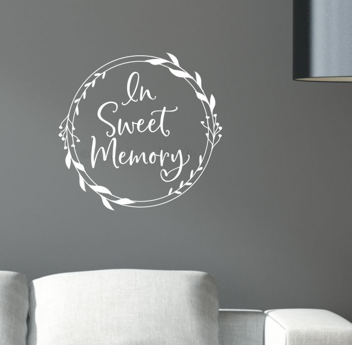 In Sweet Memory Circle Wreath Vinyl Decal Sticker Tribute Wall Art Decor
