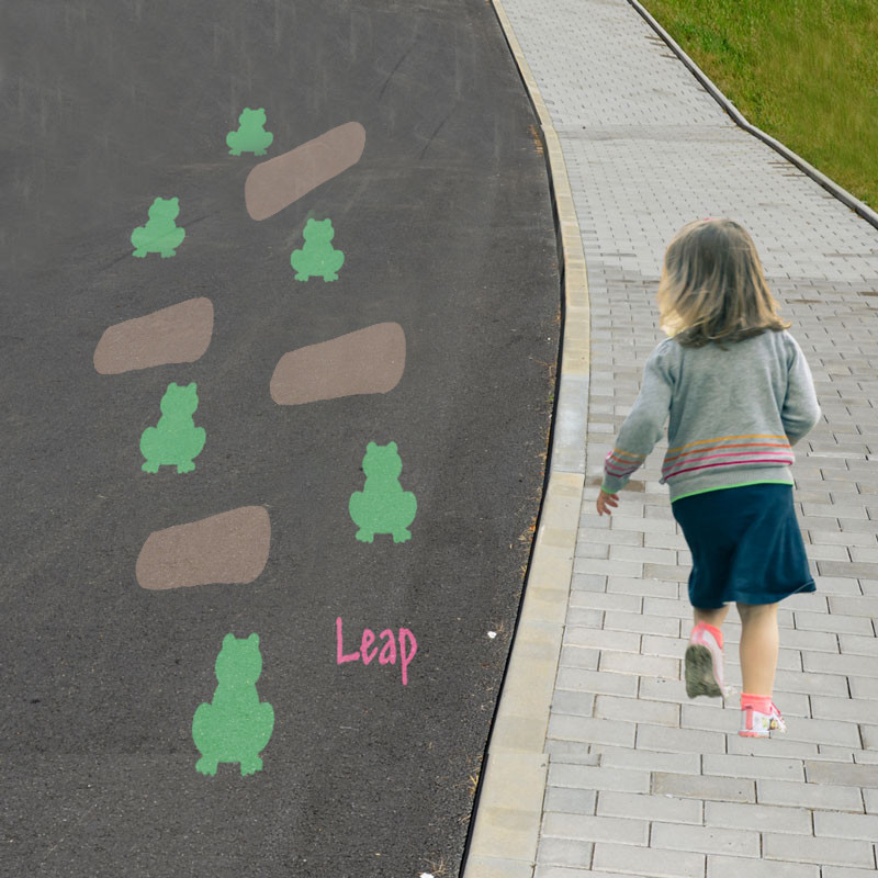 Create a Fun Sensory Path with Logs & Frogs Sidewalk Stencils for Painting