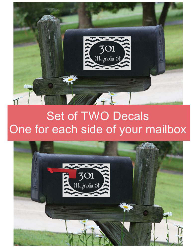 Chevron Stripe Decorative Mailbox Decals Vinyl Stickers Custom Text