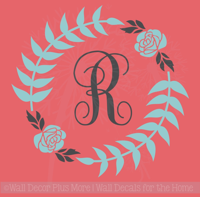 Floral Monogram Vinyl Decal Custom Monogram Decal, Bumper Stickers ...