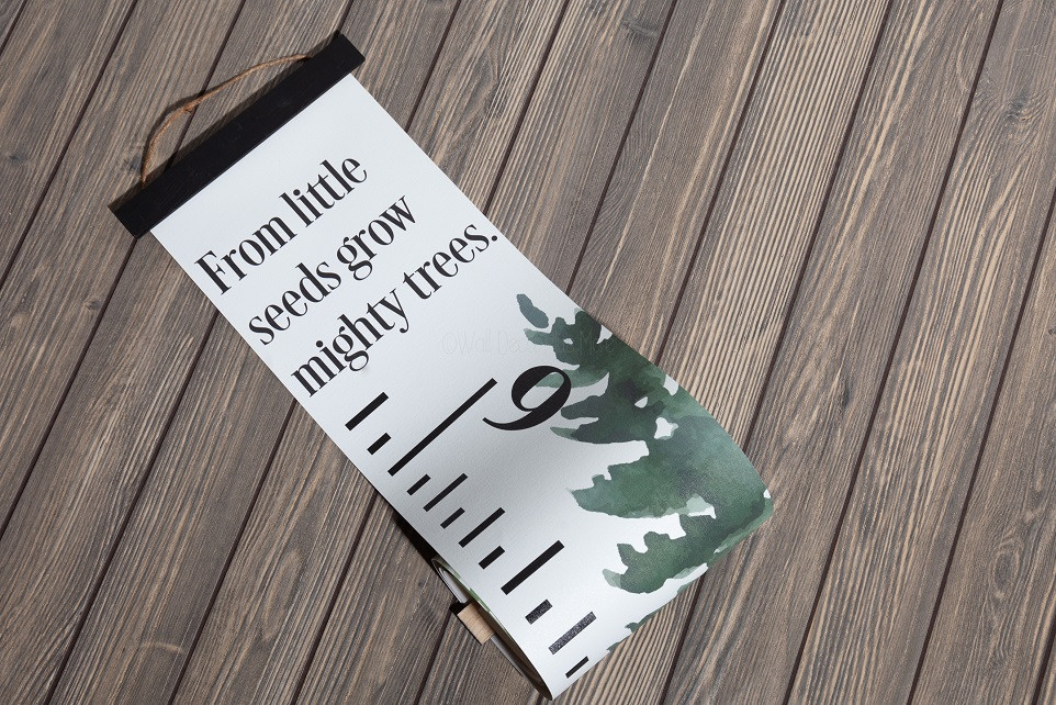 Woodland Trees Canvas Growth Chart Height Ruler Nursery Print Sign
