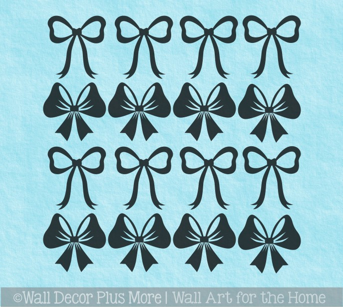 Bows and Ribbons Wall Art Decal Stickers, 5-Inch, 16pc, Colorful Home Decor