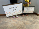 Personalized Girl Name Floral Canvas Banner Sign Nursery Wall Art Decor