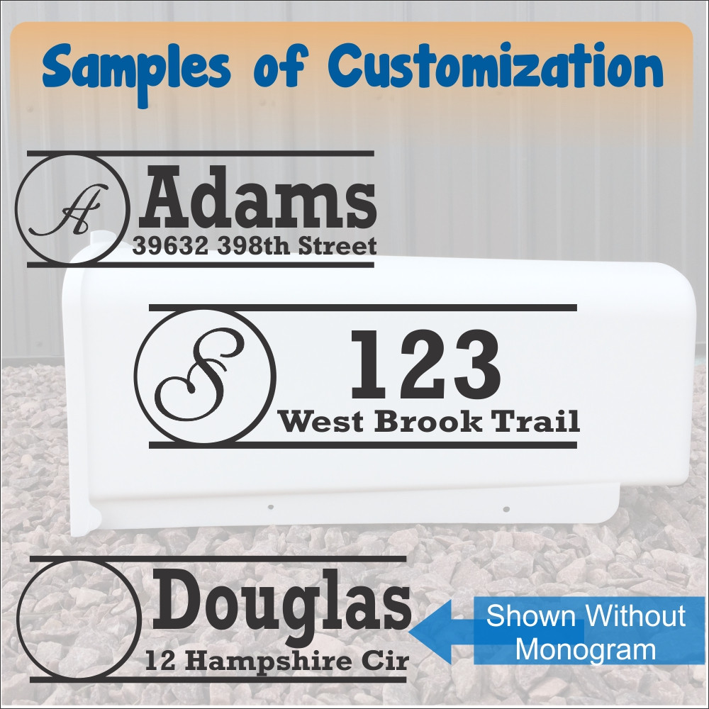 Mailbox Monogram Decals Custom Lettering Vinyl Stickers for Basic or ...