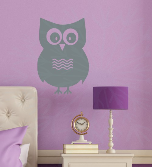 1 Large Owl with Chevrons Girls Room Vinyl Wall Art Decals Stickers