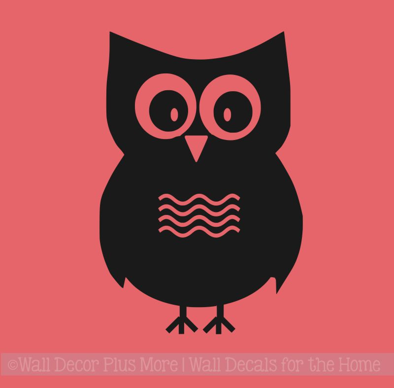 1 Large Owl with Chevrons Girls Room Vinyl Wall Art Decals Stickers