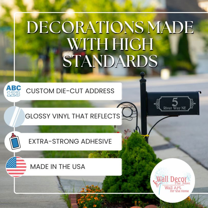 Custom Mailbox Decals Vinyl Sticker with Framed Address and Swirls