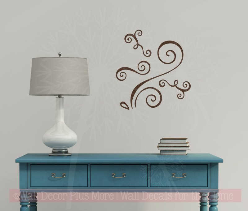 Modern Doodle Swirls Vinyl Art Stickers Wall Decals Home Decor 4pc Set