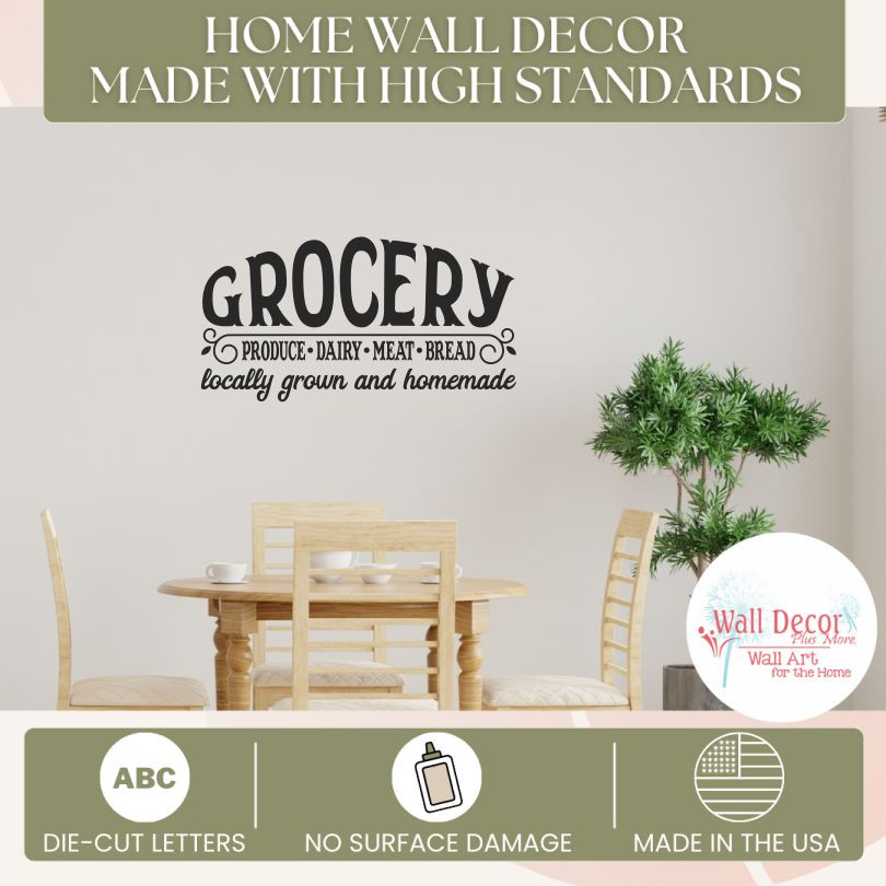 Grocery Locally Grown Homemade Farmhouse Kitchen Decor Wall Sticker Decals