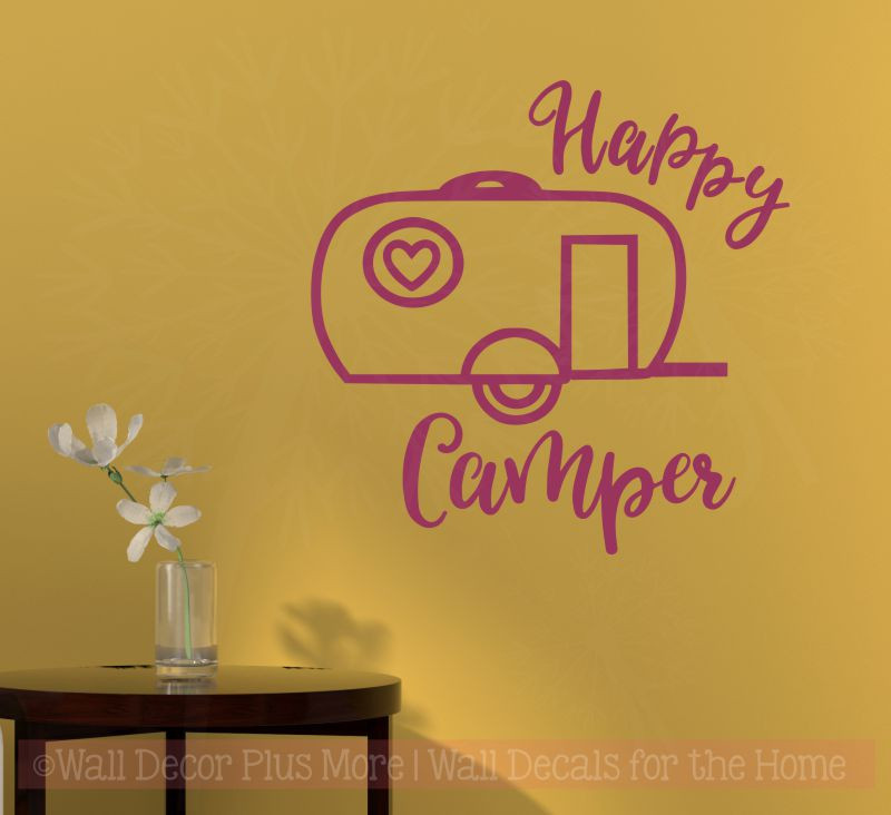 Happy Camper Wall Art Stickers Vinyl Lettering Decals for RV Decor