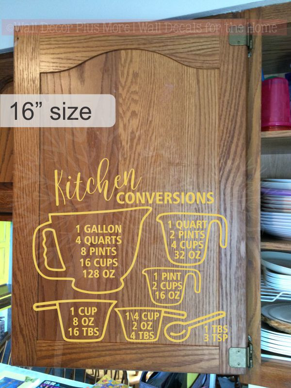 Kitchen Conversion Measurement Chart Wall Stickers Vinyl Decor Decals
