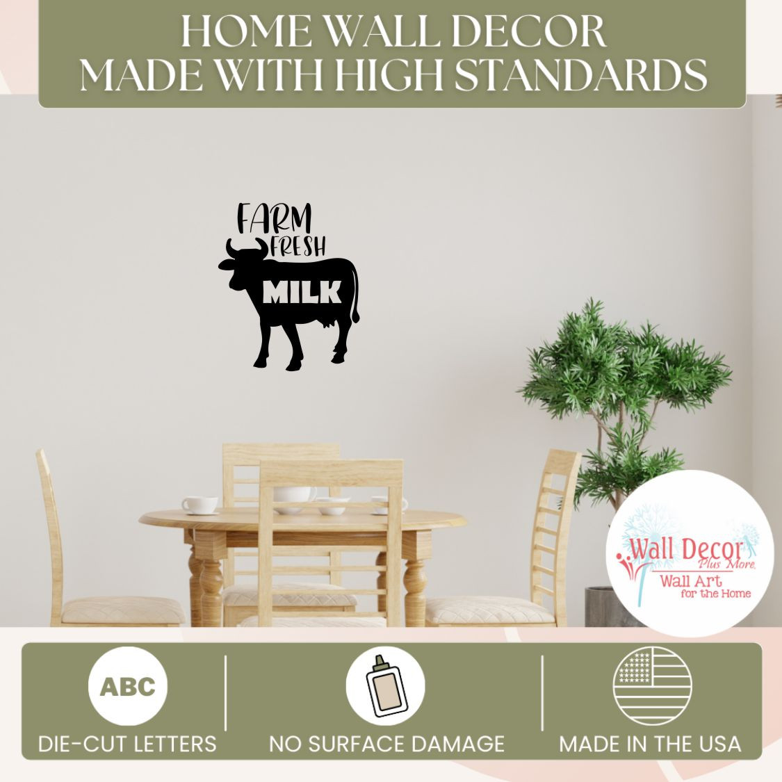 Kitchen Wall Decor Decals Farm Fresh Milk Home Decor Vinyl Art Stickers