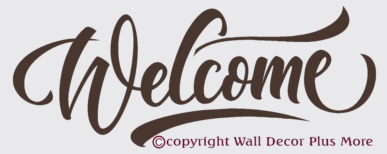 Welcome with swoops Wall Vinyl Decal Stickers for Front Door or ...