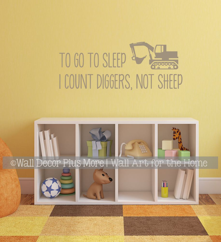 Construction Boys Room Wall Decal Art Sticker Count Diggers To Sleep