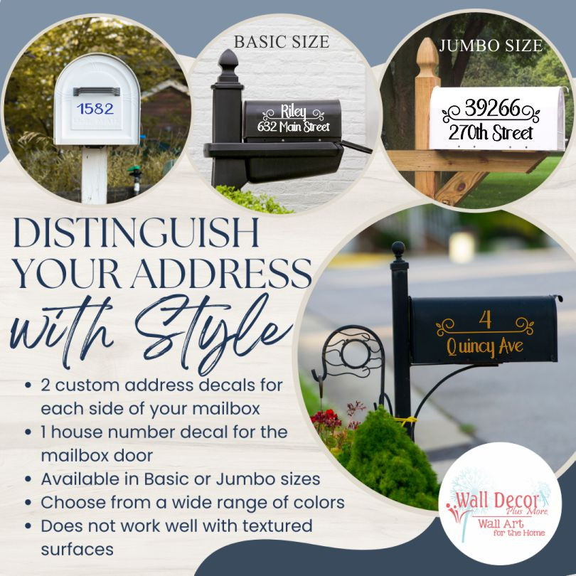 Decorative Mailbox Decals Custom Address Stickers Swirled Divide
