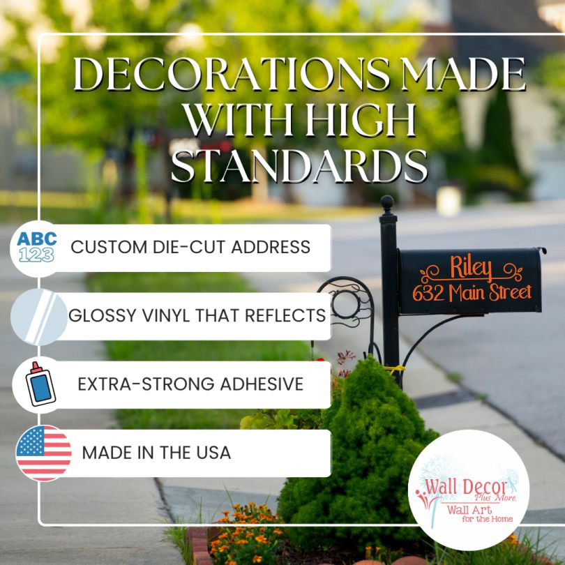 Decorative Mailbox Decals Custom Address Stickers Swirled Divide
