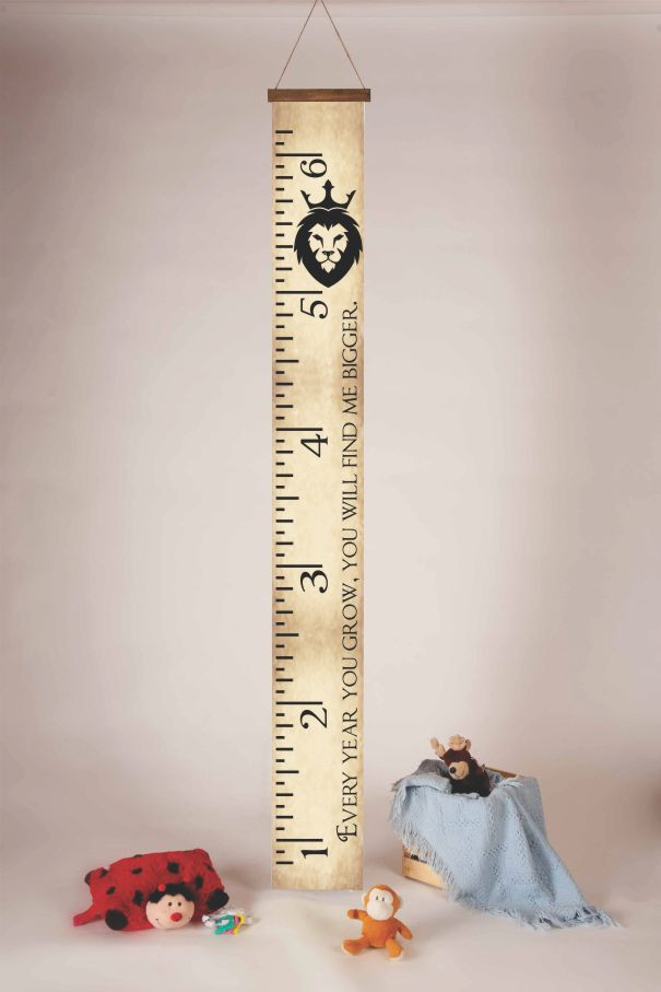 Lion Fabric Canvas Growth Chart Sign Baby Height Ruler Tracker