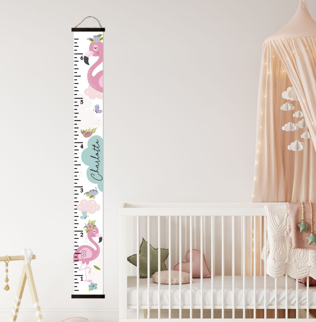 Measure Your Little One's Growth with Flamingo Canvas Growth Chart ...