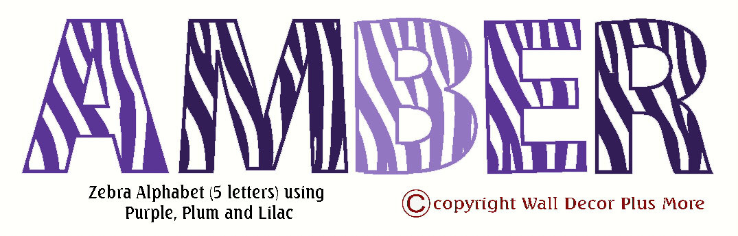 Zebra-Print Alphabet Letters Vinyl Wall Sticker Decals, 1pc, 11-Inch