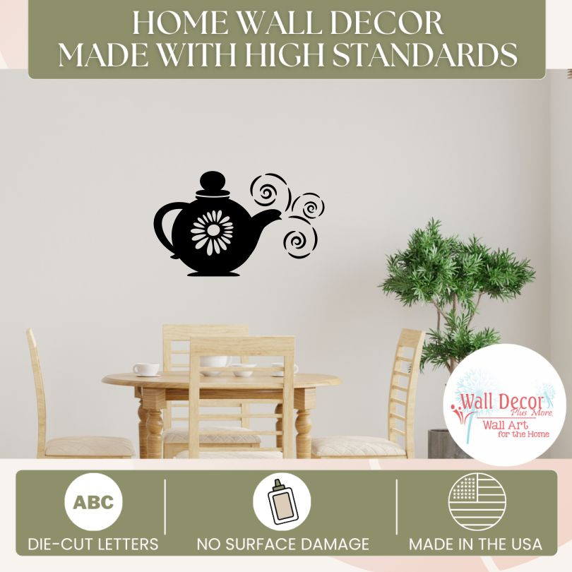 Teapot with Steam Wall Sticker Decals Kitchen Room Decor