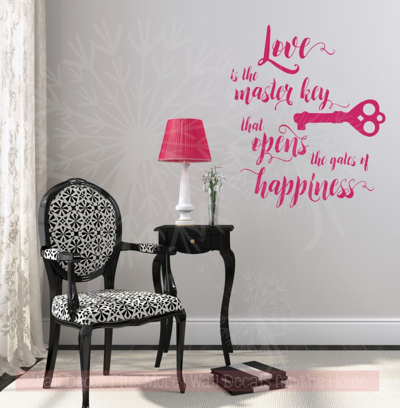 Love is the Key Vinyl Lettering Decals Wall Sticker Art Home Decor Quote