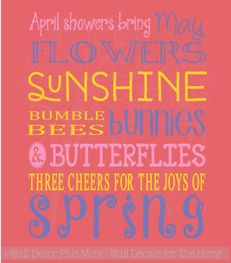 Spring Subway Art Vinyl Lettering Art Wall Stickers Decals for Spring ...