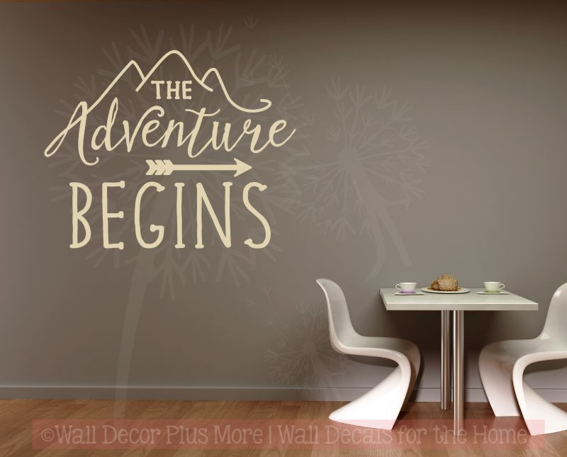 The Adventure Begins Wall Sticker Art Vinyl Letters Decals Arrow Camper ...