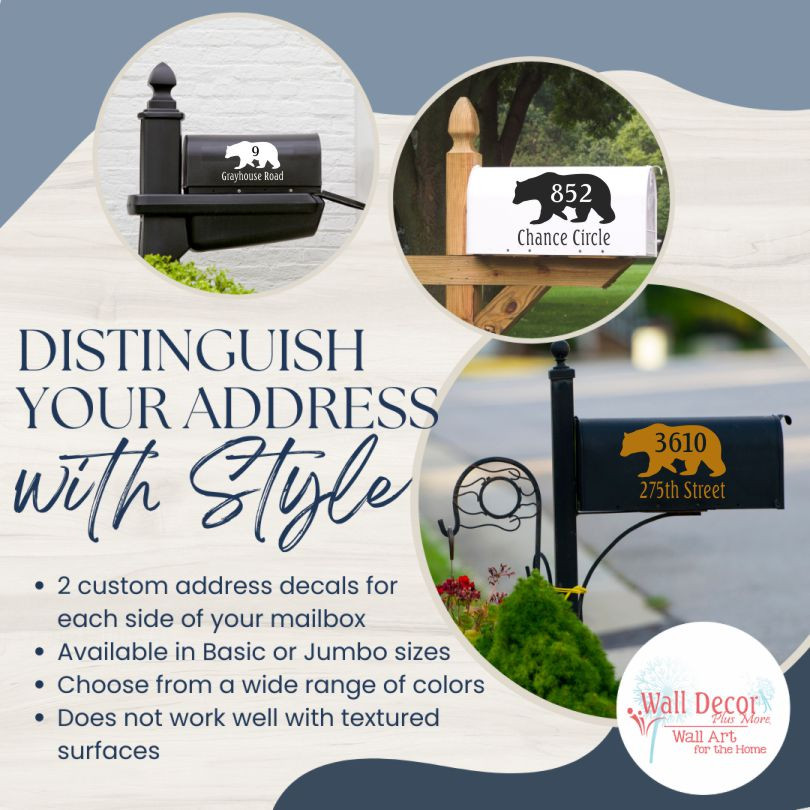 Custom Lettering Mailbox Decals Stickers Address Bear Vinyl ...